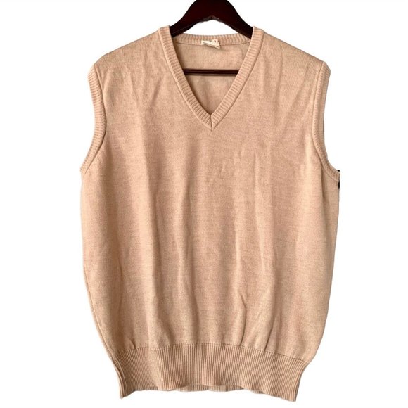 Vintage | Sweaters | Vintage 8s Wool Sweater Vest Large Beige ...